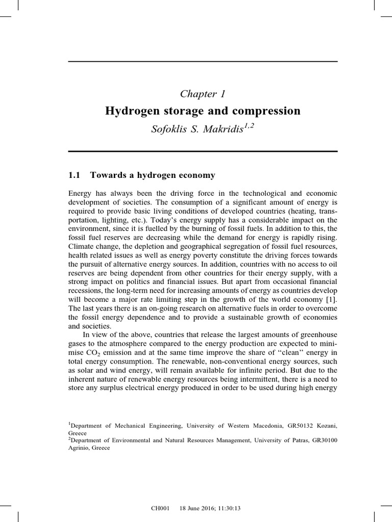 Hydrogen Storage and Compression: 1.1 Towards A Hydrogen Economy | PDF ...