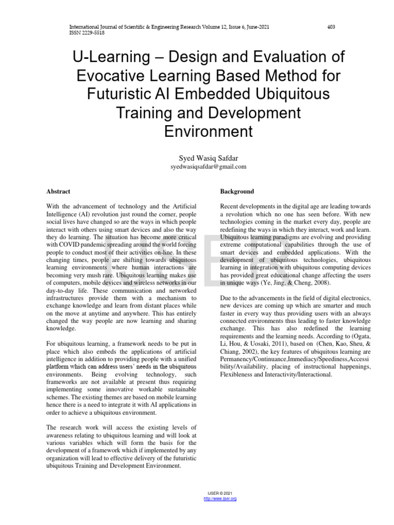 U Learning Design and Evaluation of Evocative Learning Based Method For ...