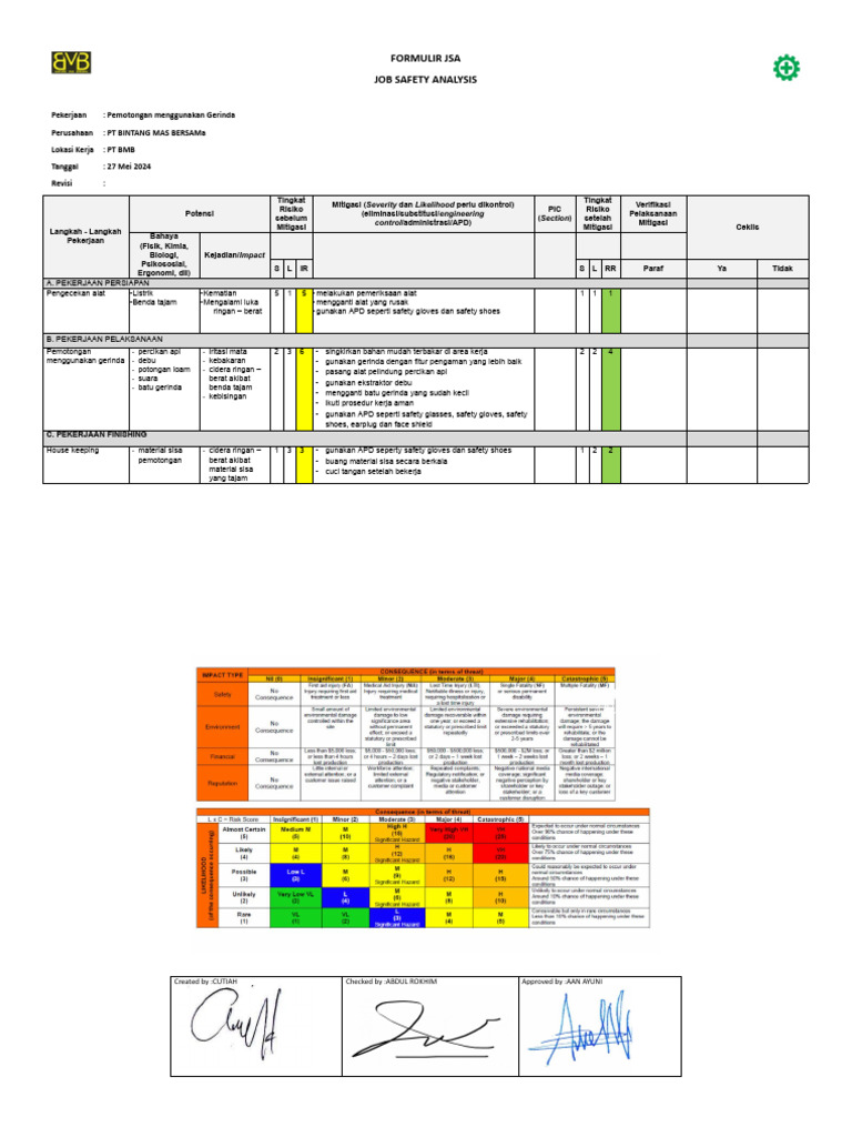 4 FROM JSA Penggunaan Gerinda | PDF