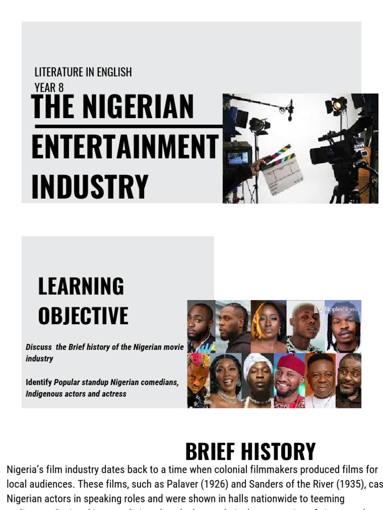 The Nigerian Entertainment Industry | PDF | Stand Up Comedy | Entertainment