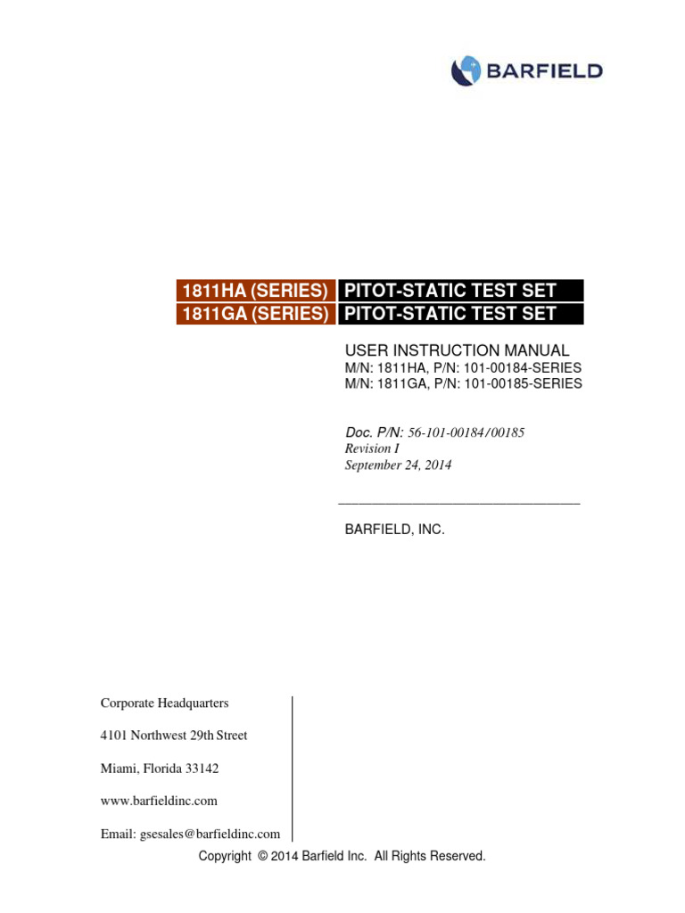 Maleta de Teste de Pitot-Estático - 1811GA | PDF