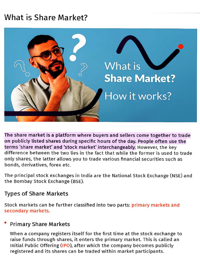 Share Market - Meaning, Types and Functions | PDF