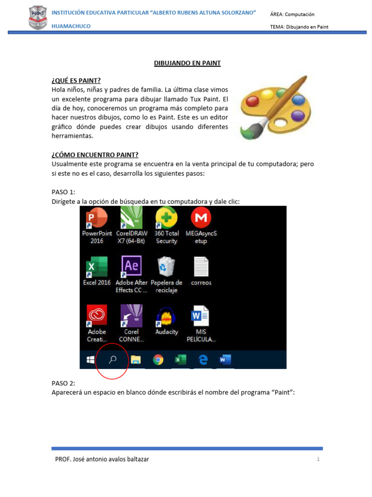DIBUJANDO EN PAINT 1° Primaria | PDF | Software | Informática