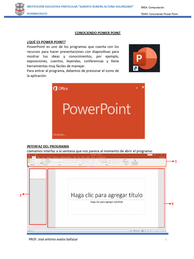 CONOCIENDO POWER POINT 1° Primaria | PDF | Microsoft PowerPoint | Software