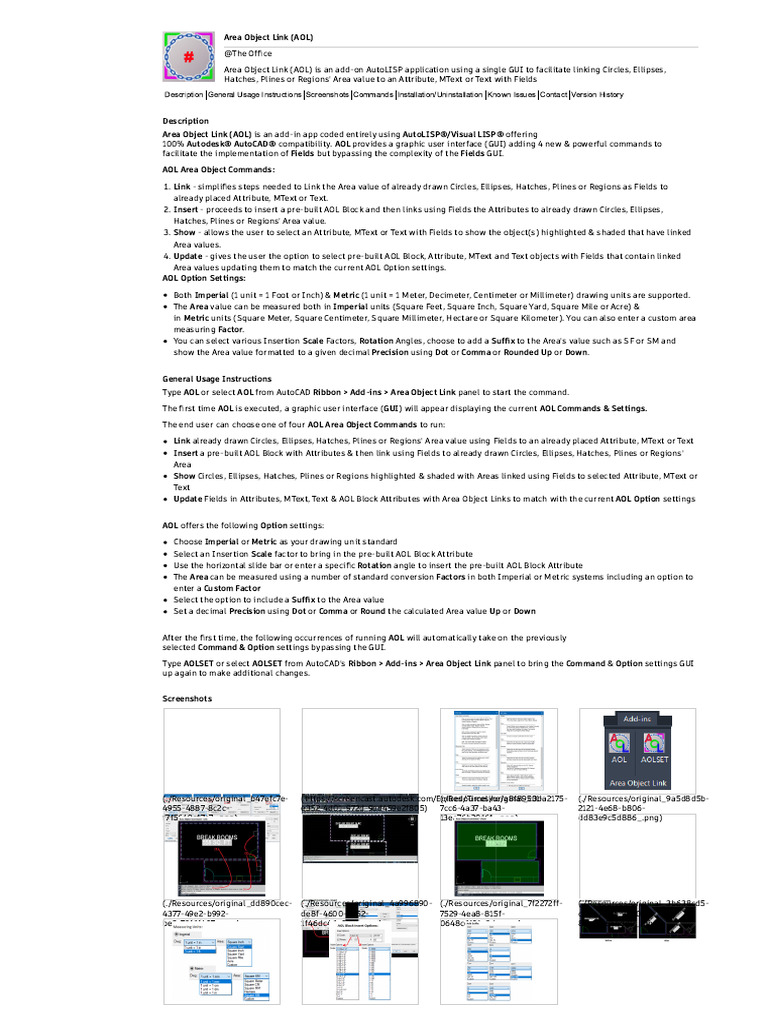 Area Object Link (AOL) Help File | PDF