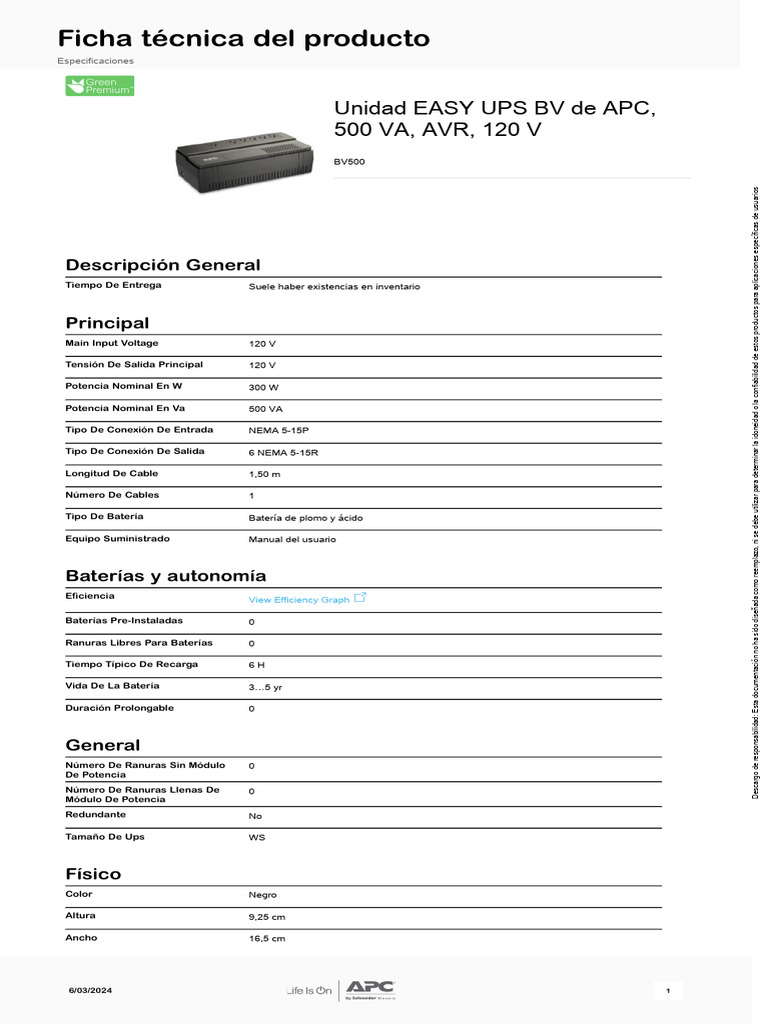 Apc BV500 | PDF | Cantidades fisicas | Cantidad