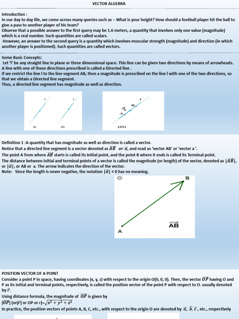 Vector Algebra | PDF | Norm (Mathematics) | Vector Space