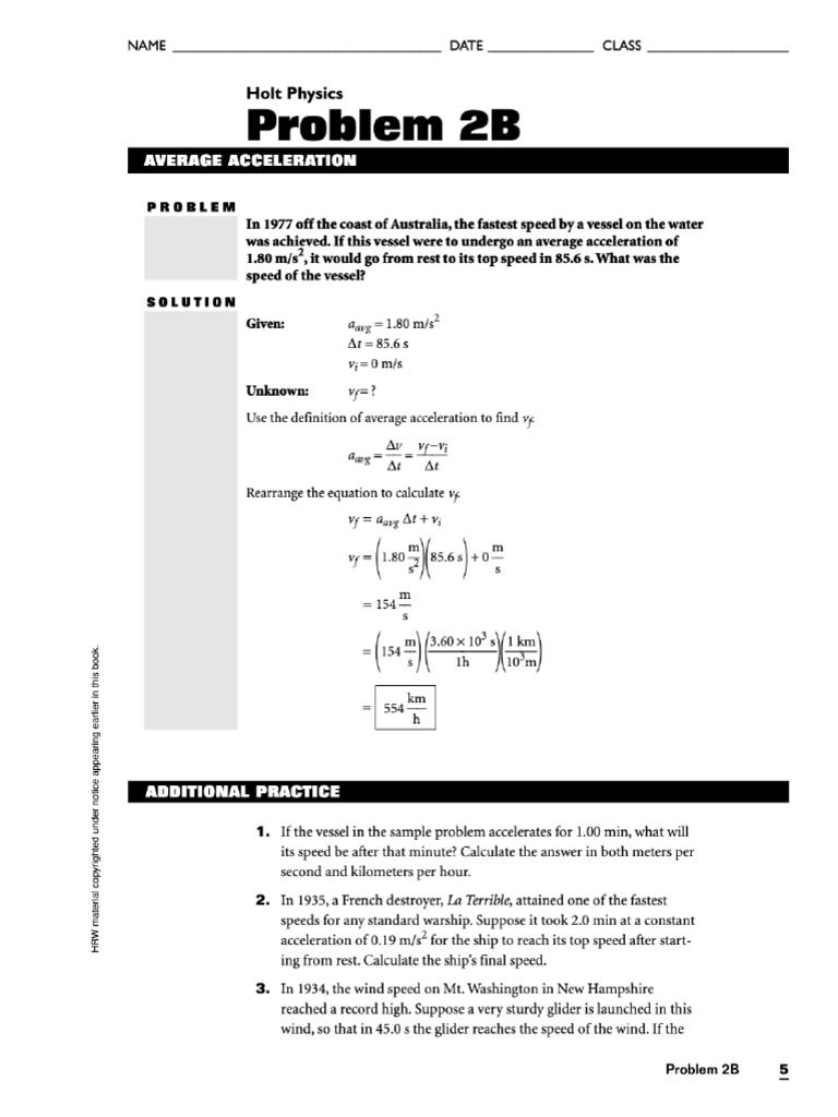 Speedpart2physics Problem 2B | PDF
