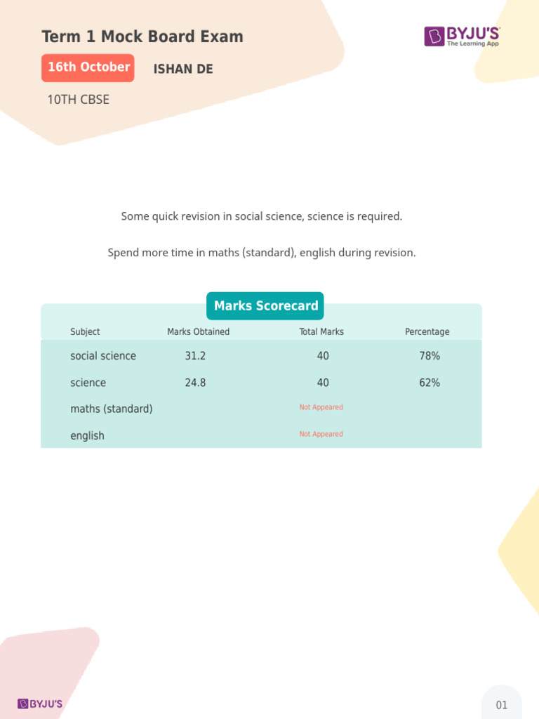 Term 1 Mock Board Exam: 10Th Cbse | PDF | Social Sciences | Science