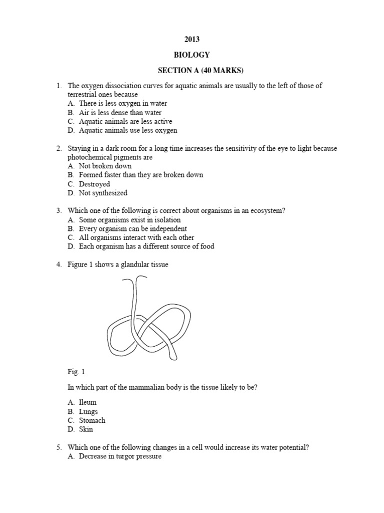 Combined A'level Biology Question Bank | PDF | Meiosis | Epithelium