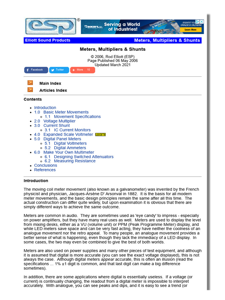 Meters, Multipliers & Shunts | PDF | Resistor | Electrical Resistance And Conductance