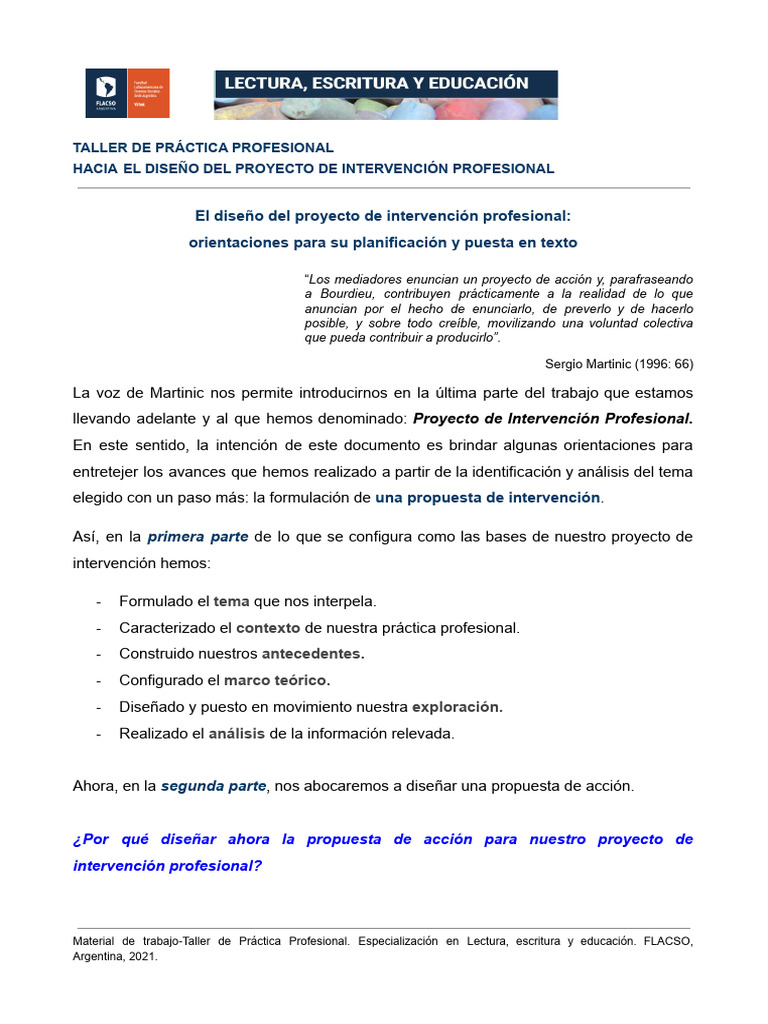 El diseño del proyecto de intervención profesional_ orientaciones para su planificación y puesta ...