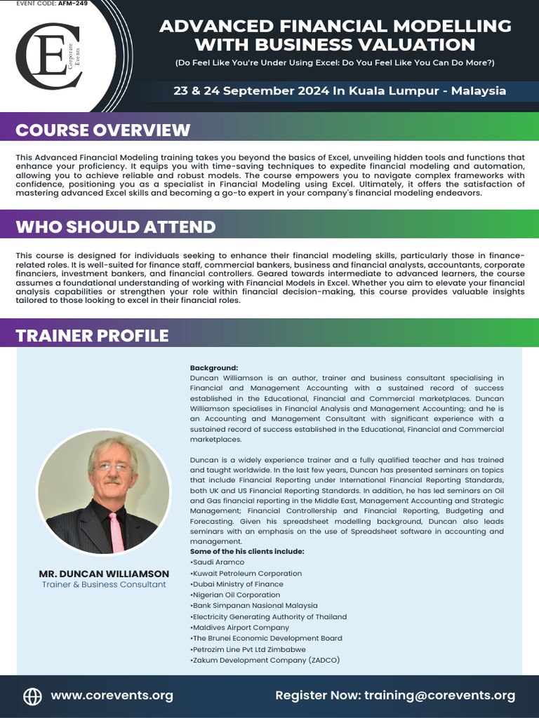 Advanced Financial Modelling Master Class in Kuala Lumpur - Malaysia ...