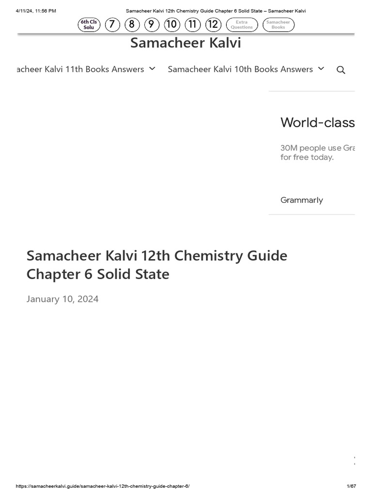 Samacheer Kalvi 12th Chemistry Guide Chapter 6 Solid State - Samacheer ...