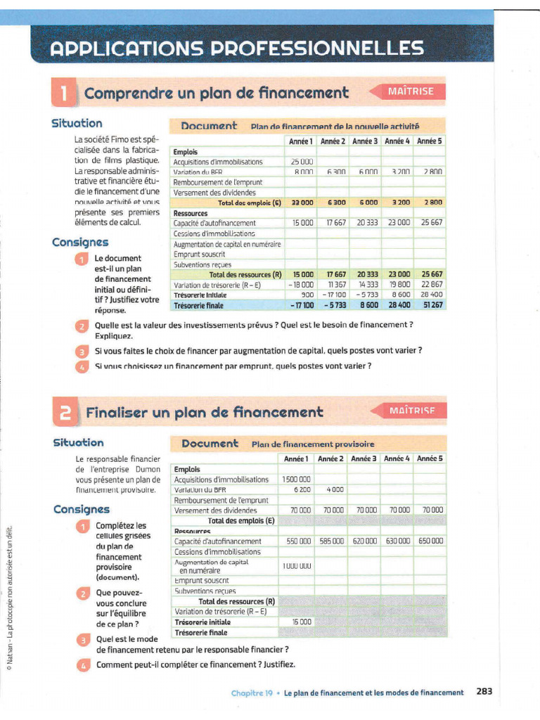 applications plan de financement | PDF