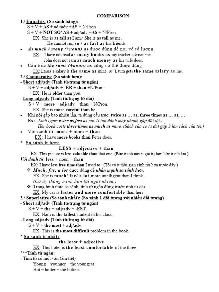 English Comparison Structures Explained | PDF | Linguistic Morphology ...