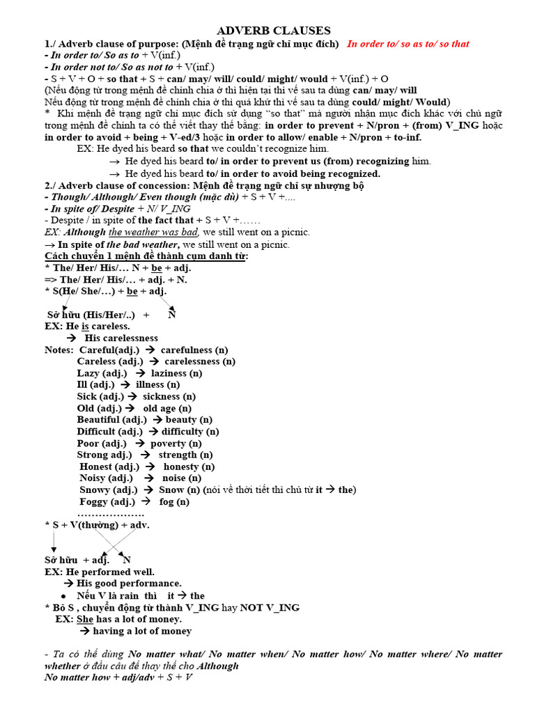 ADVERB CLAUSES | PDF | Linguistics | Semantic Units