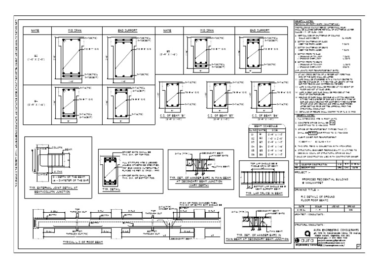 004-VANUVAMPET-LAYOUT & R.C DETAILS OF GROUND FLOOR ROOF SLAB & BEAM ...