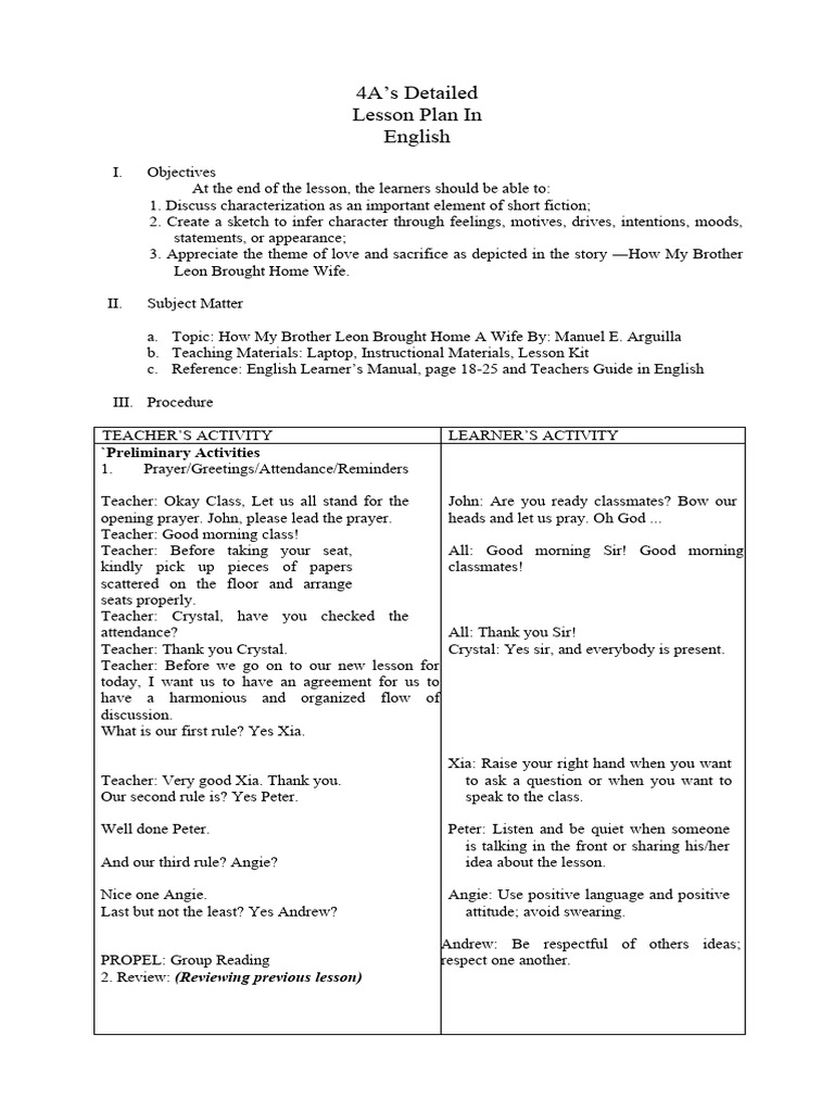 Detailed Lesson Plan | PDF | Lesson Plan | Prayer