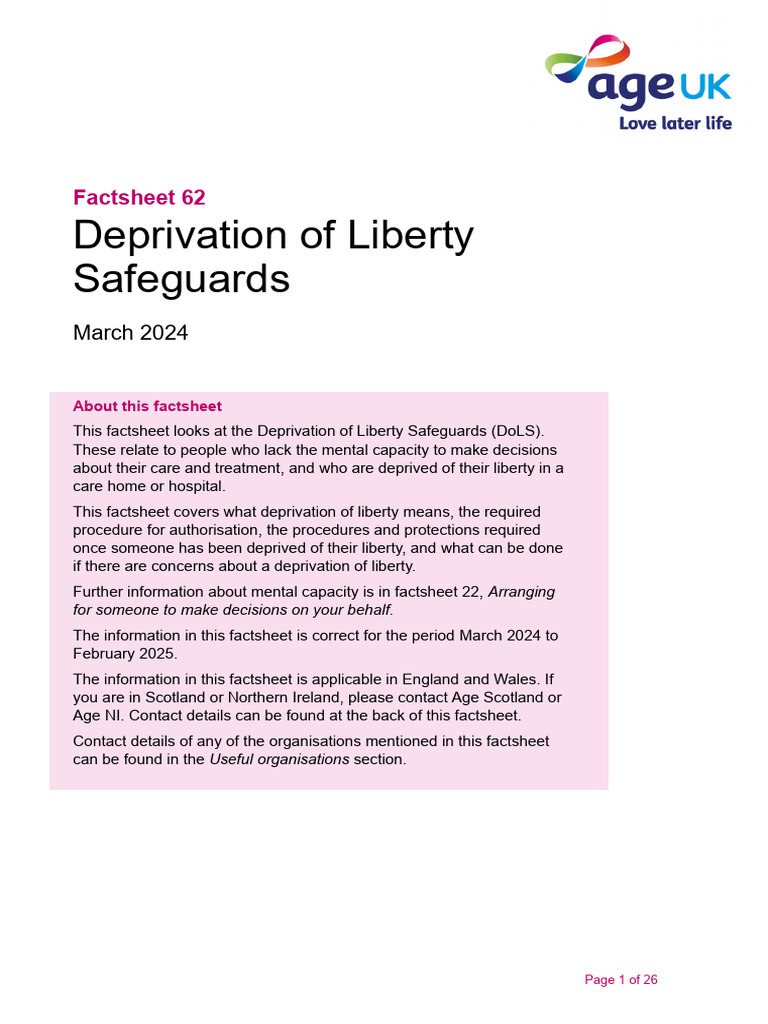Deprivation of Liberty Safeguards Guide | PDF | European Convention On ...