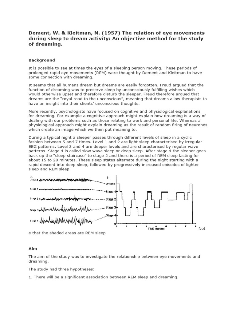 Dement & Kleitman Summary | PDF | Rapid Eye Movement Sleep | Sleep