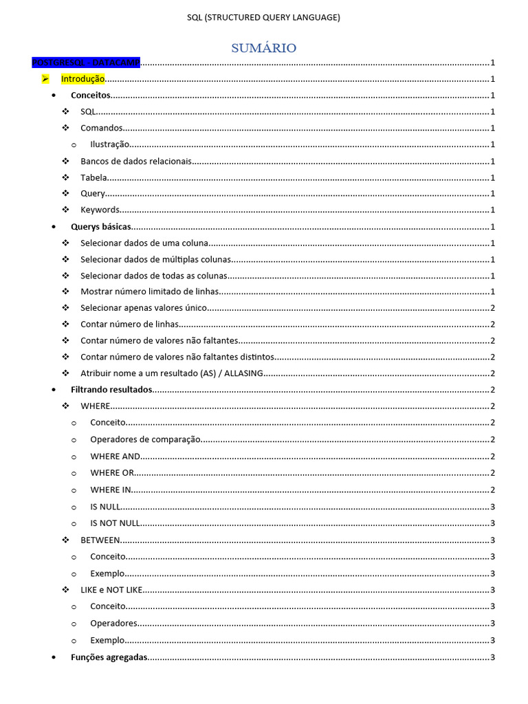 SQL | Download grátis PDF | SQL | Modelo de dados