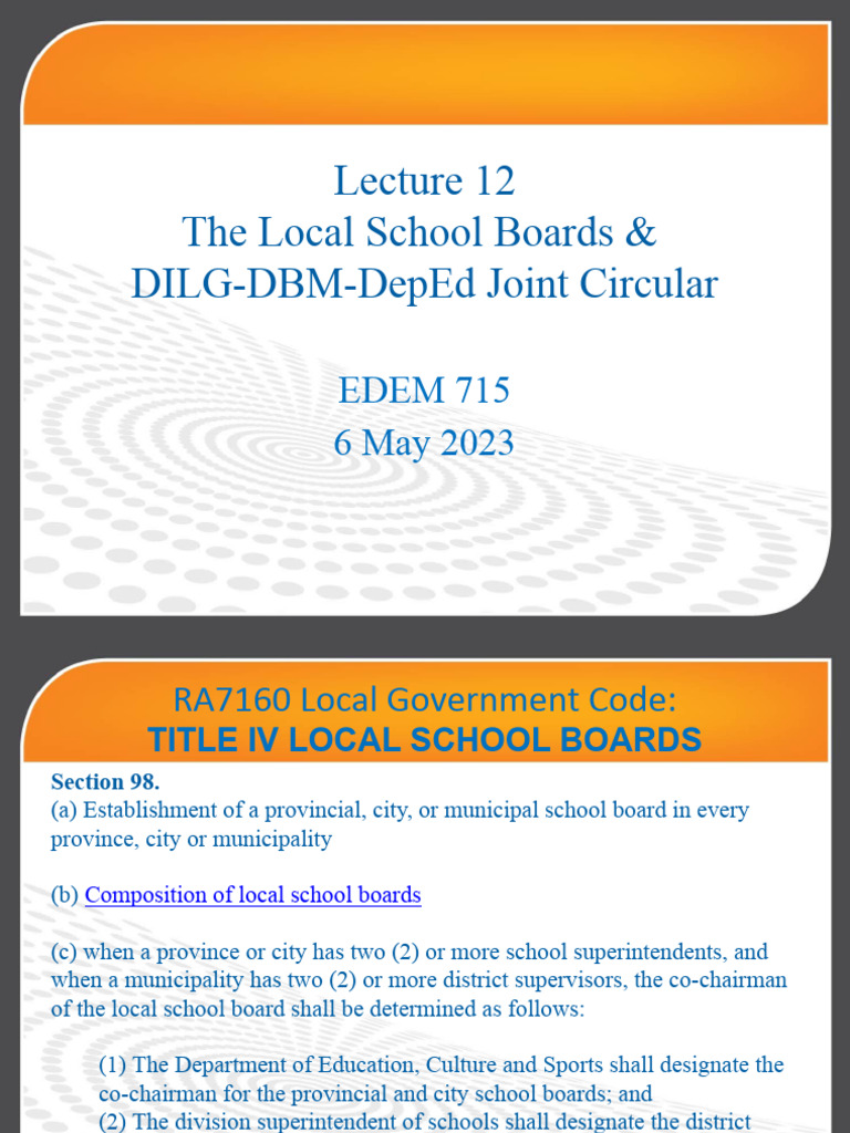 Lect 12 The Local School Board | PDF | Expense | Salary