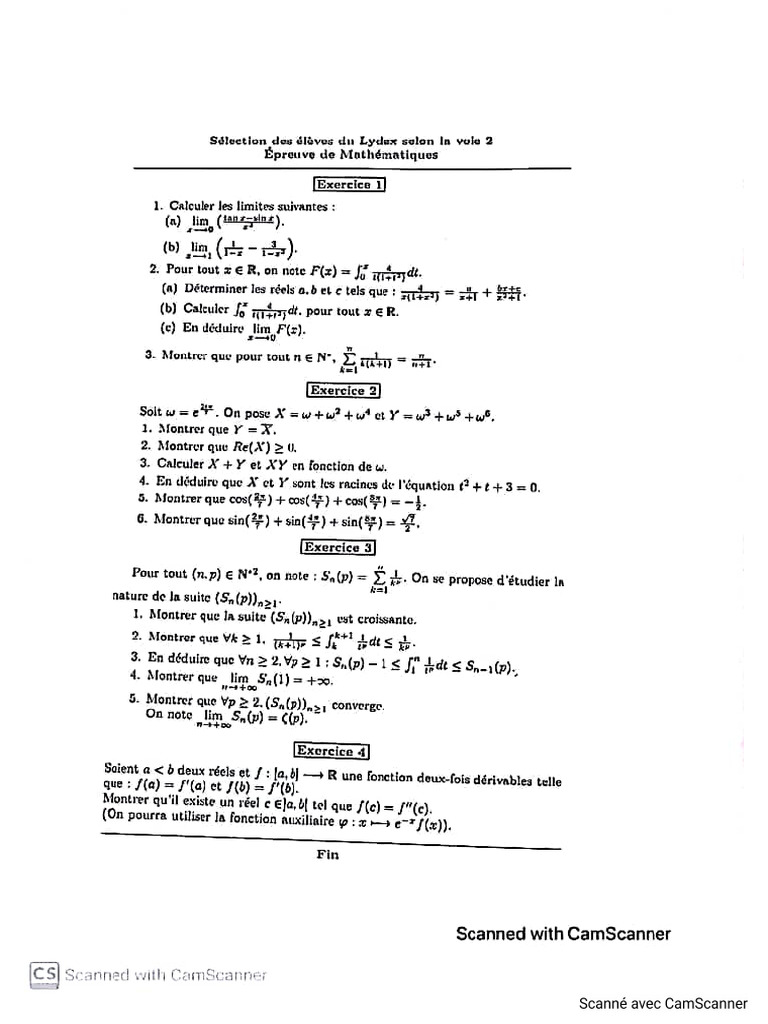Lydex Voie 2 Maths Mpsi | PDF