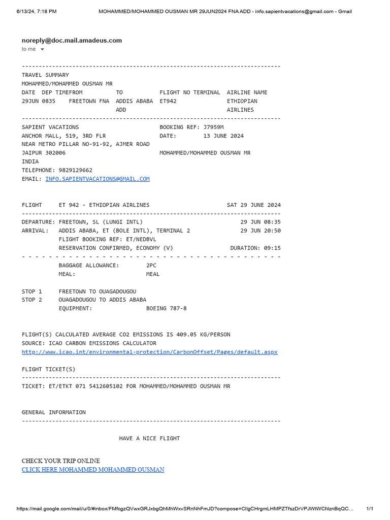 Rescheduled - Mohammed Ousman MR 29jun2024 Fna Add | PDF | Airlines | Aviation