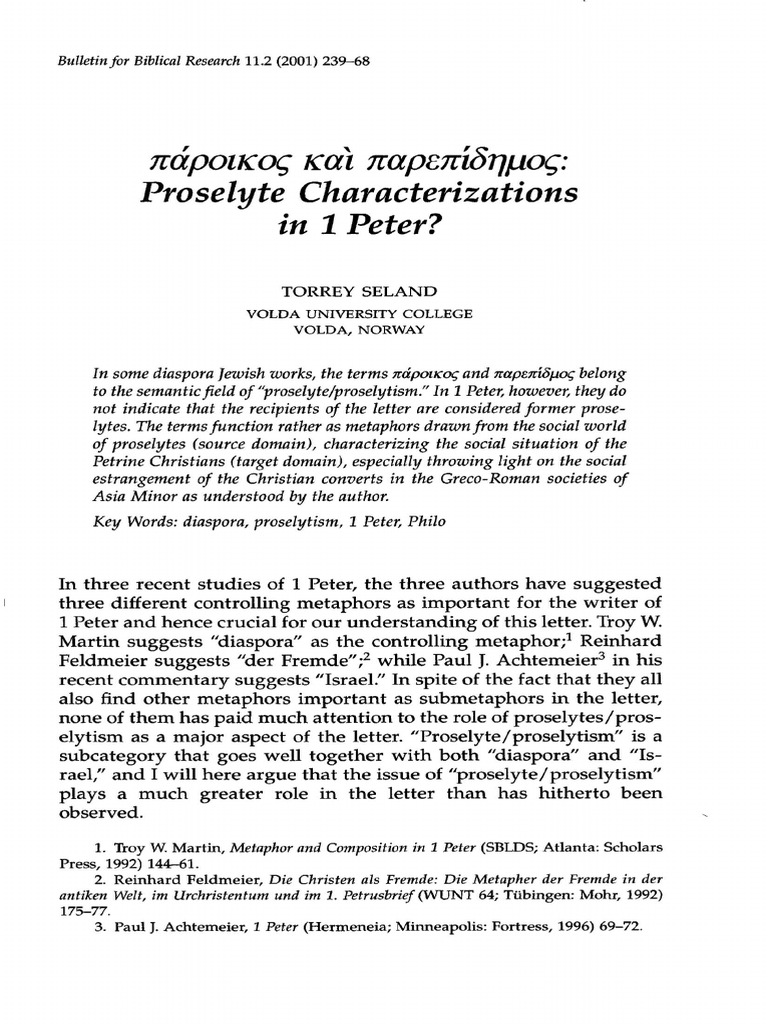 Proselyte Characterizations in 1 Peter | PDF | Metaphor | Bible