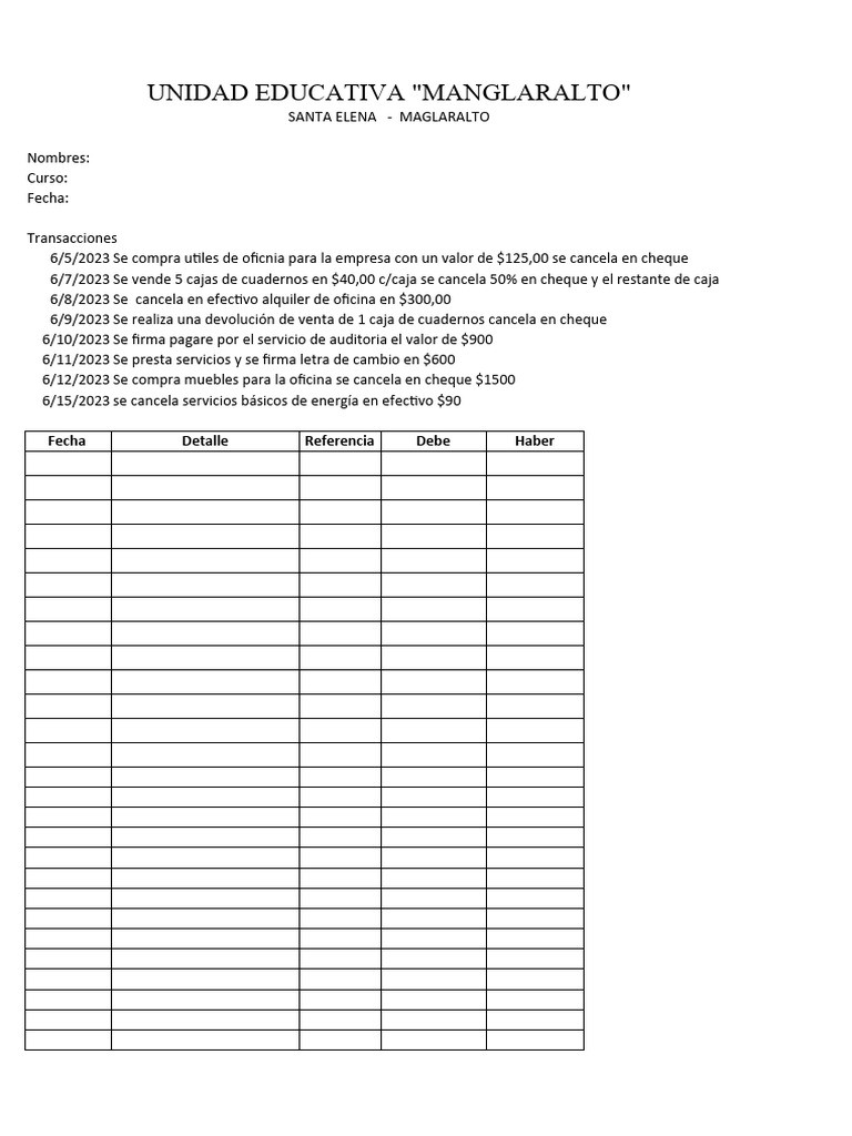 Trabajo 1ero Bachillerato | PDF