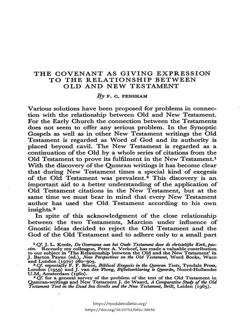 The Covenant As Giving Expression To The Relationship Between Old and ...