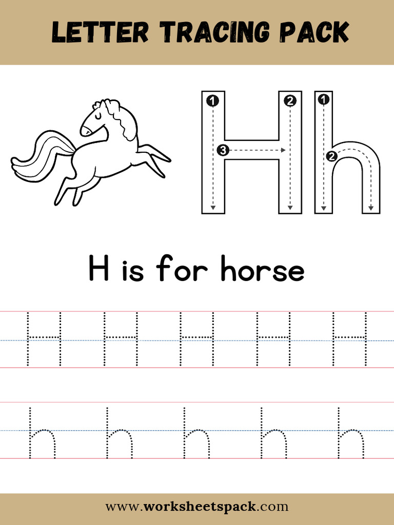 H Is For Horse Coloring Free Letter H Tracing Worksheet PDF | PDF