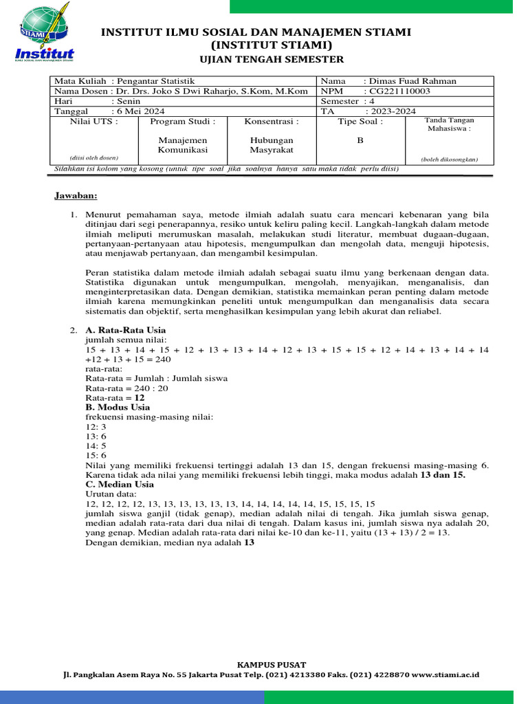 Uts Statistik GCR | PDF