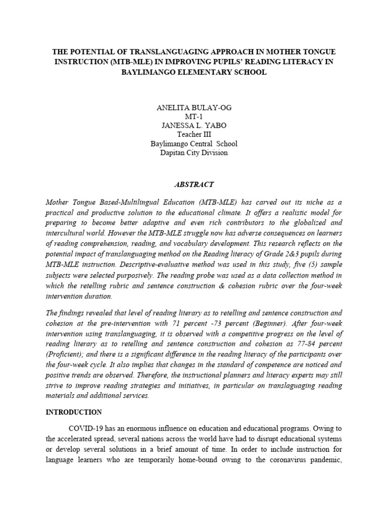 Action Research 2020 | PDF | Literacy | Reading Comprehension