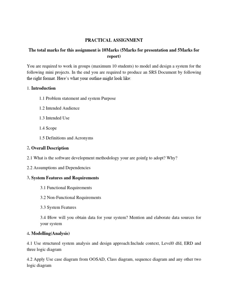 Practical Assignment The Total Marks For This Assignment Is 10marks (5marks For Presentation and ...
