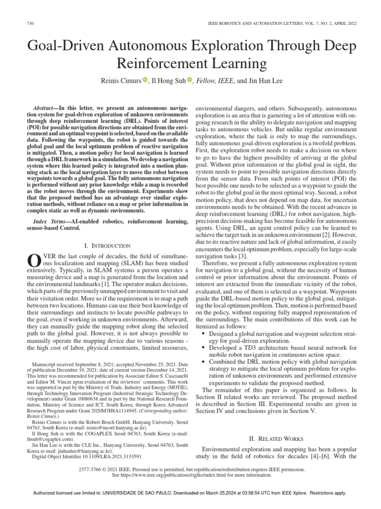 Goal-Driven Autonomous Exploration Through Deep Reinforcement Learning ... Goal-Driven Autonomous Exploration Through Deep Reinforcement Learning ...