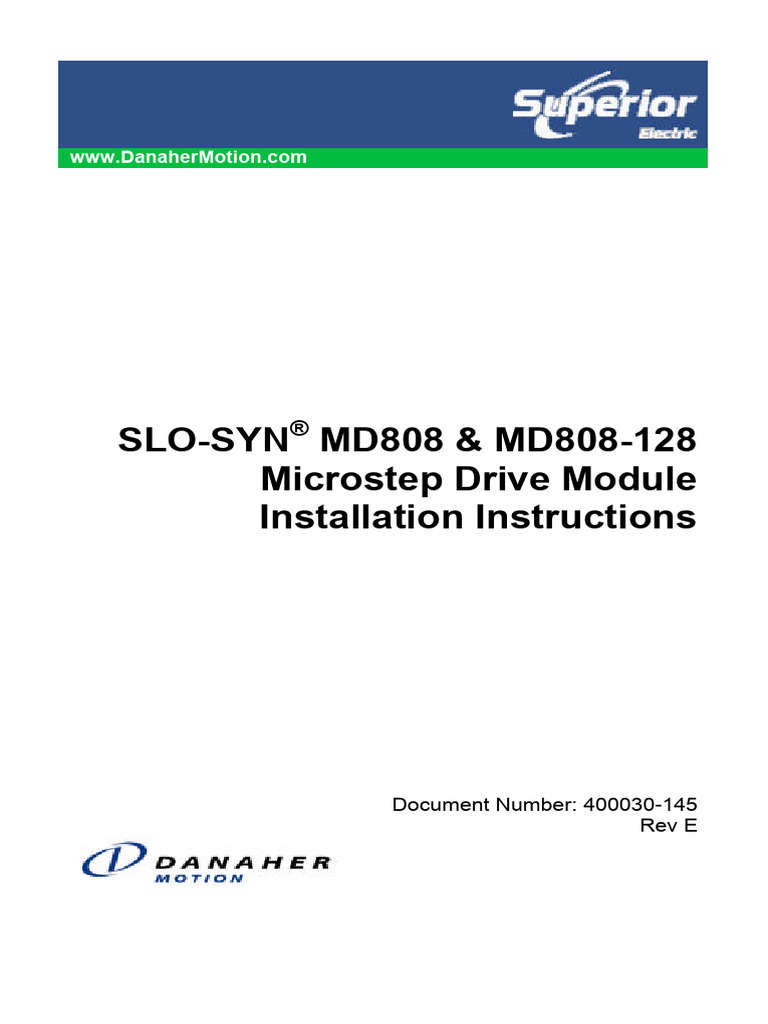 SLO-SYN MD808 Stepper Drive Manual | PDF | Power Supply | Electric Motor