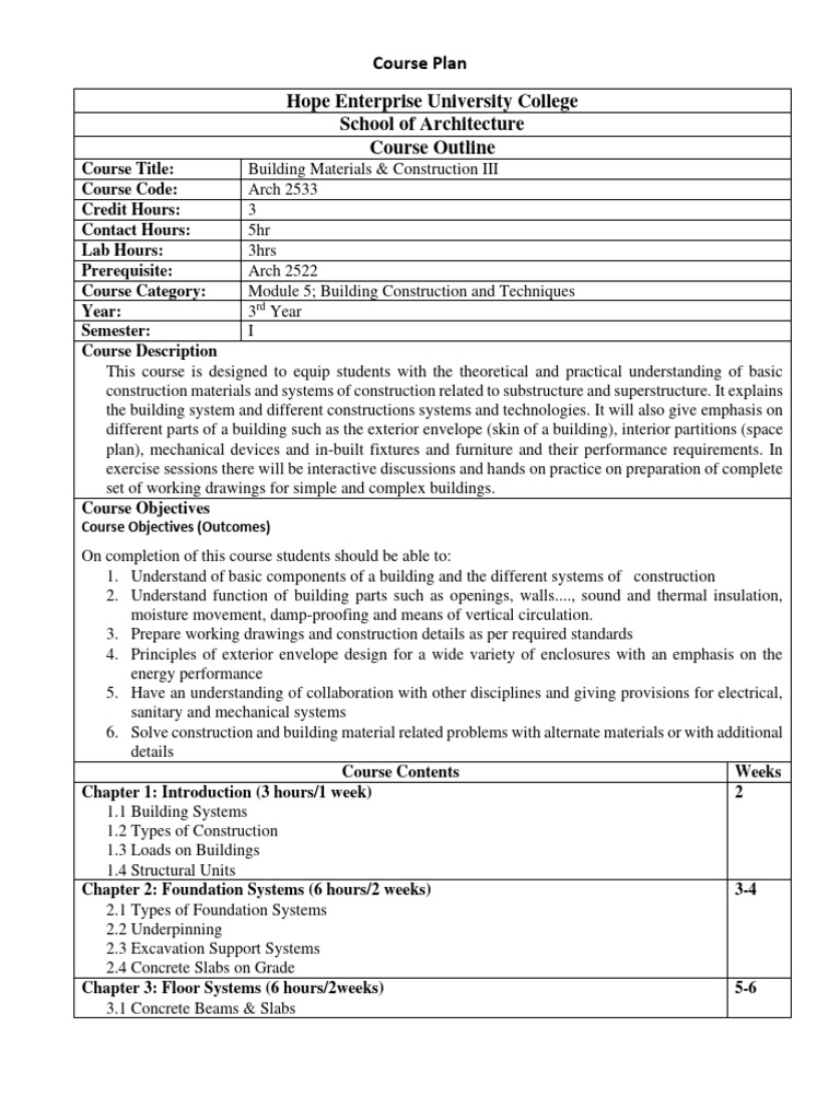Building Materials and Construction III CP | PDF | Framing (Construction) | Concrete