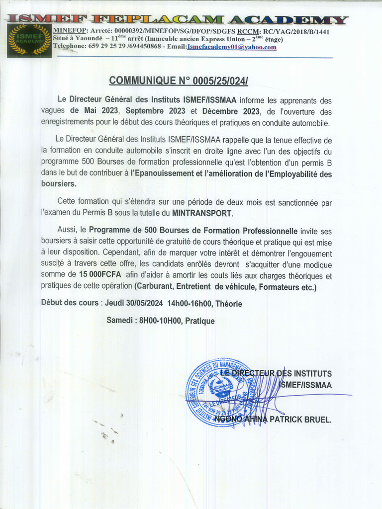 Communique Auto Ecole | PDF