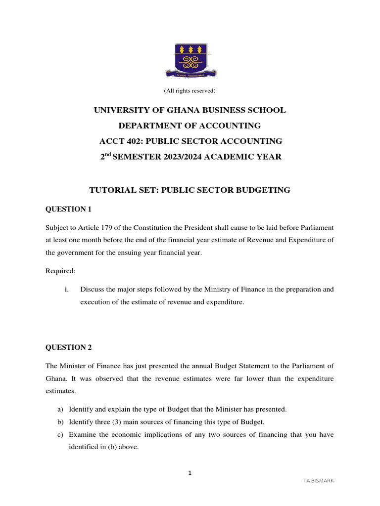 Tutorial Set 2 Public Sector Budgetng | PDF | Budget | Expense
