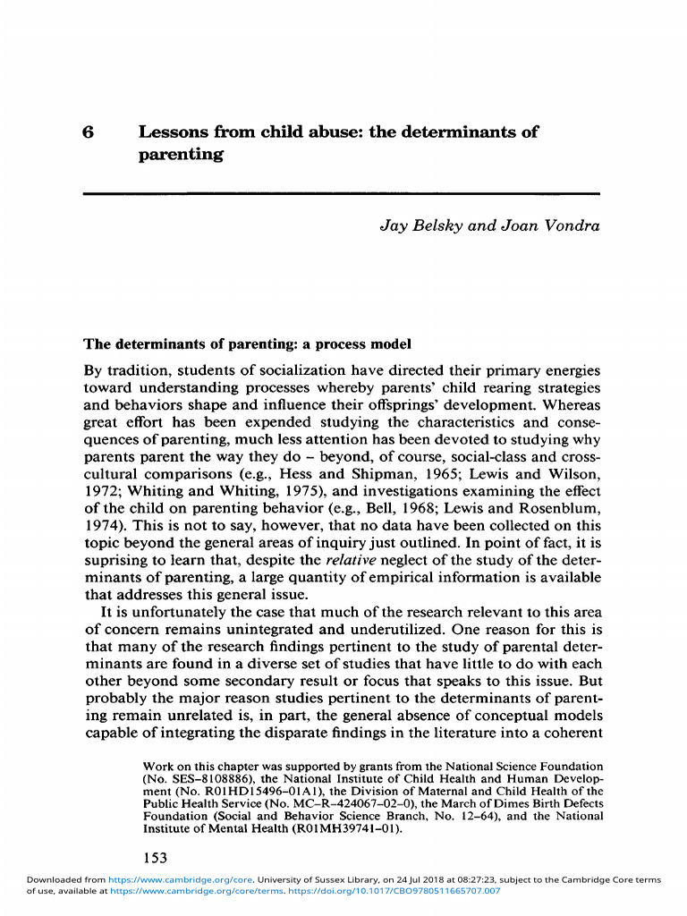 6 Lessons From Child Abuse: The Determinants of Parenting: Jay Belsky ...