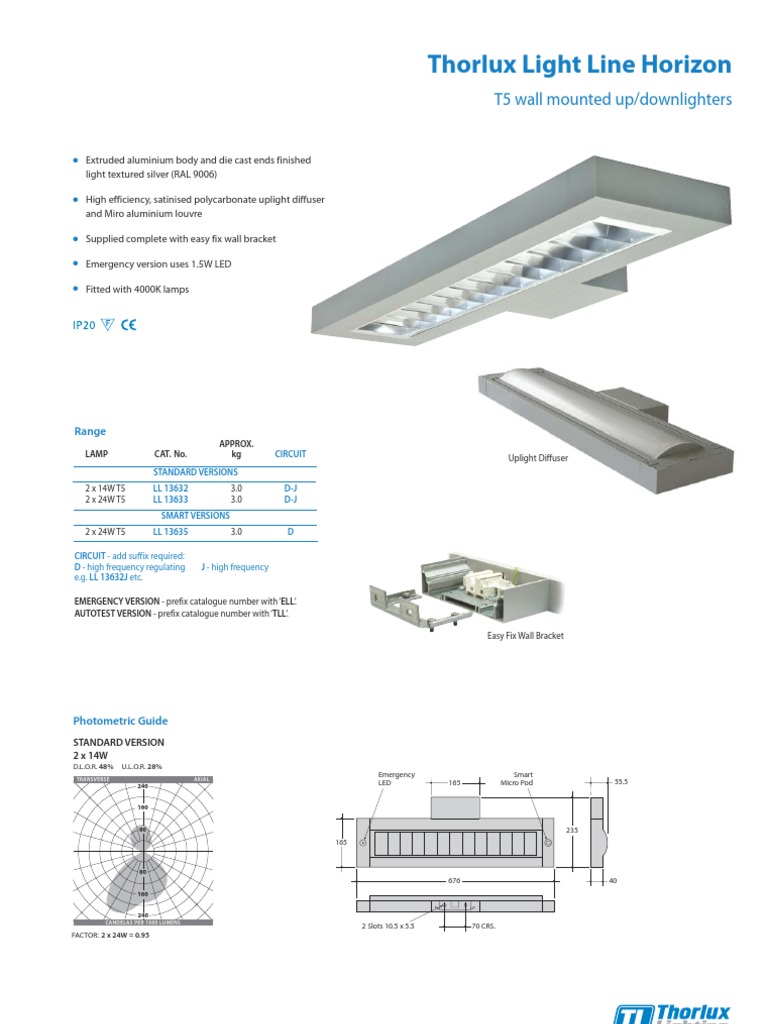 Thorlux T5 Wall Up/Downlighters Guide | PDF | Interior Design ...