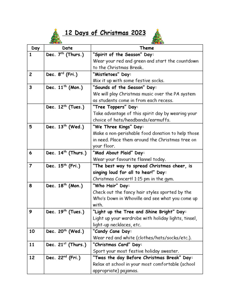 12 Days of Christmas 2023 | PDF | Language Arts & Discipline | Art