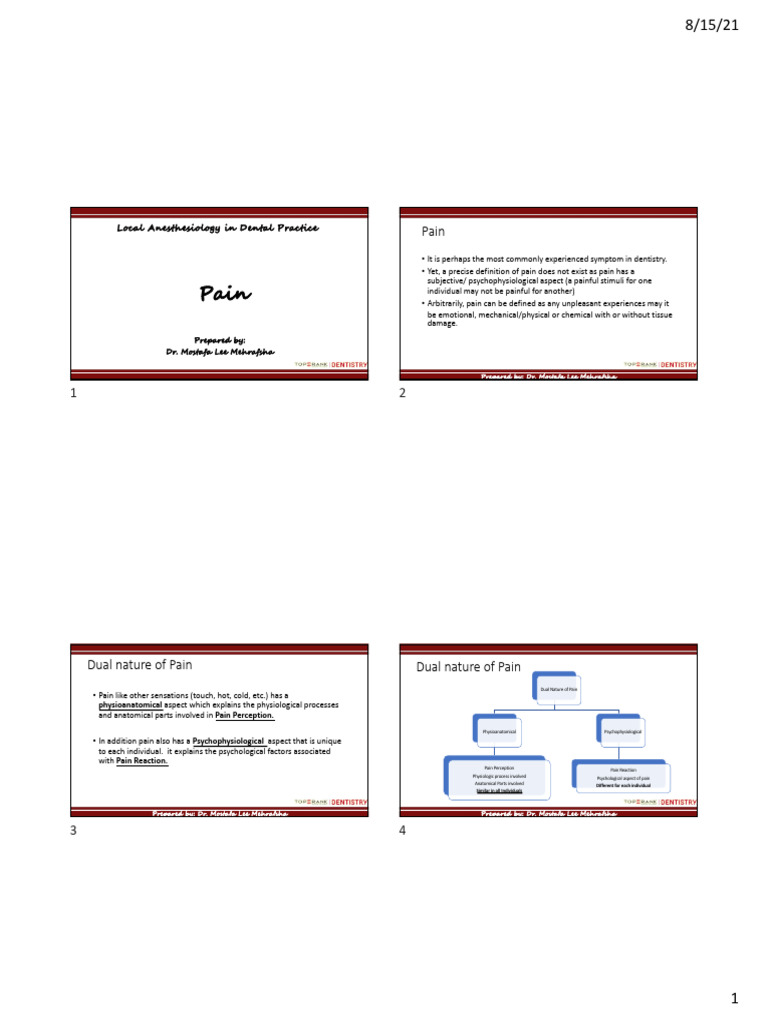Handouts Anethesiology 4P | PDF | Pain | Pharmacokinetics