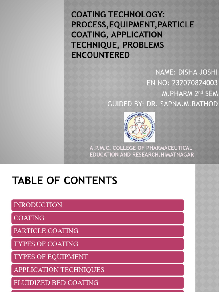 Coating Technology | PDF | Tablet (Pharmacy)