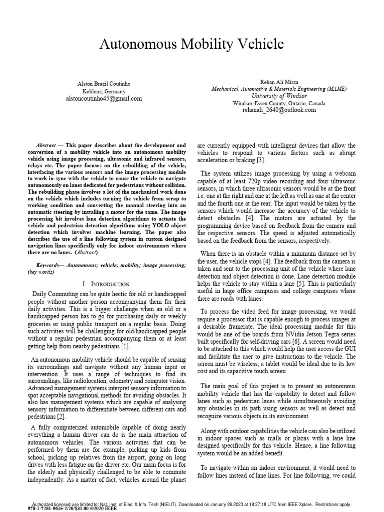 Autonomous Mobility Vehicle | PDF | Switch | Servomechanism