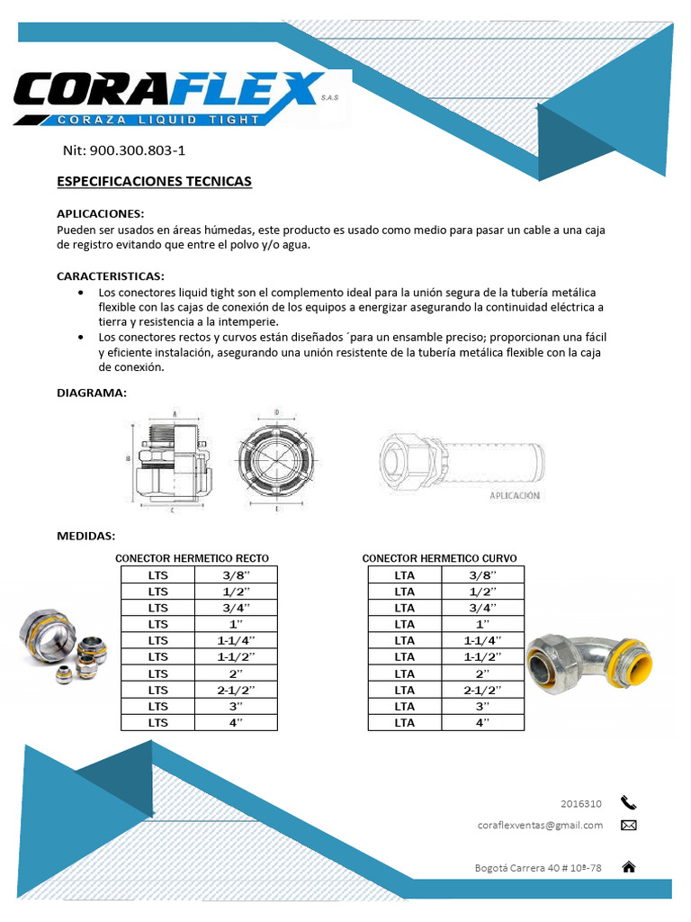 Ficha Tecnica Conectores Coraflex | PDF