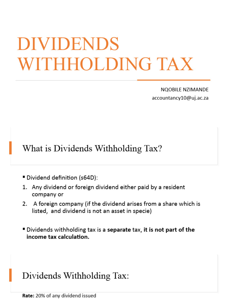 Dividends Withholding Tax 2024 | PDF | Dividend | Taxes