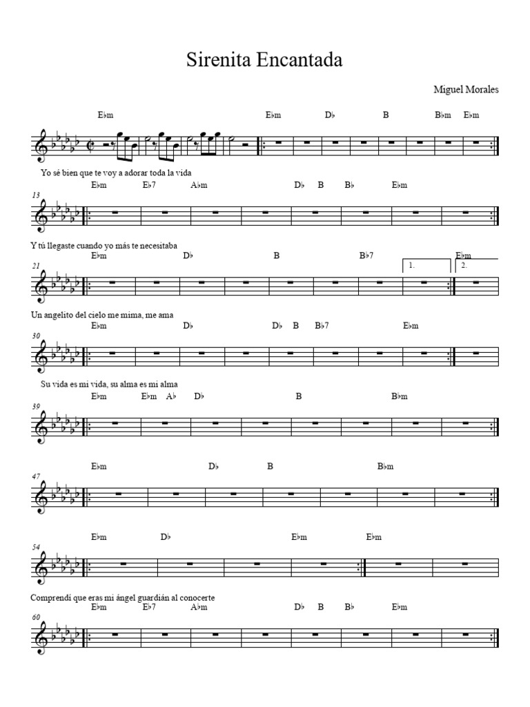 Letra y acordes de Sirena Encantada | PDF